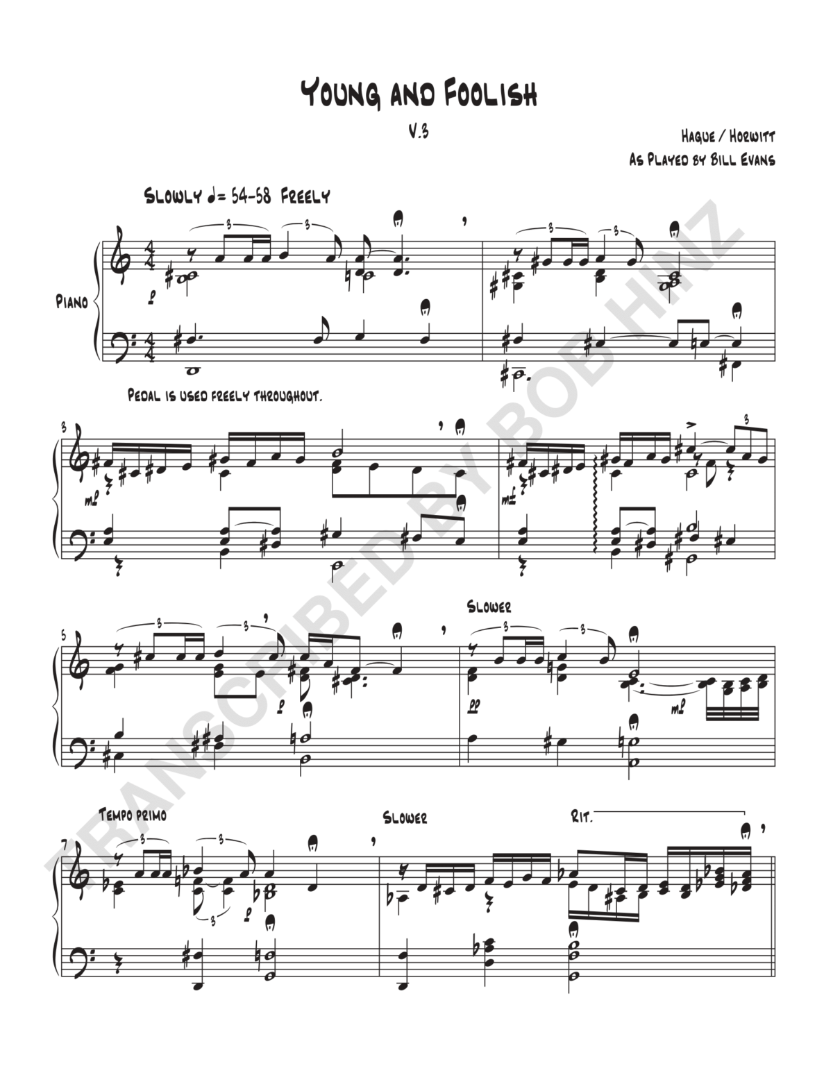 Young and Foolish (Bill Evans) – Jazz Pianist Bob Hinz